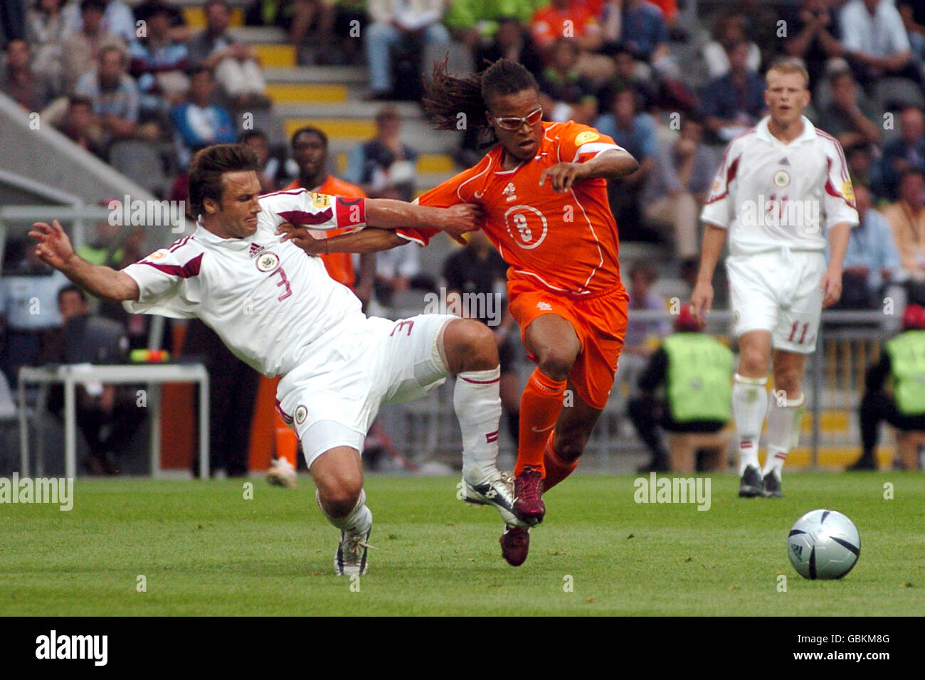 Hollands edgar davids latvias vitalijs astafjevs battle for the ball hi ...