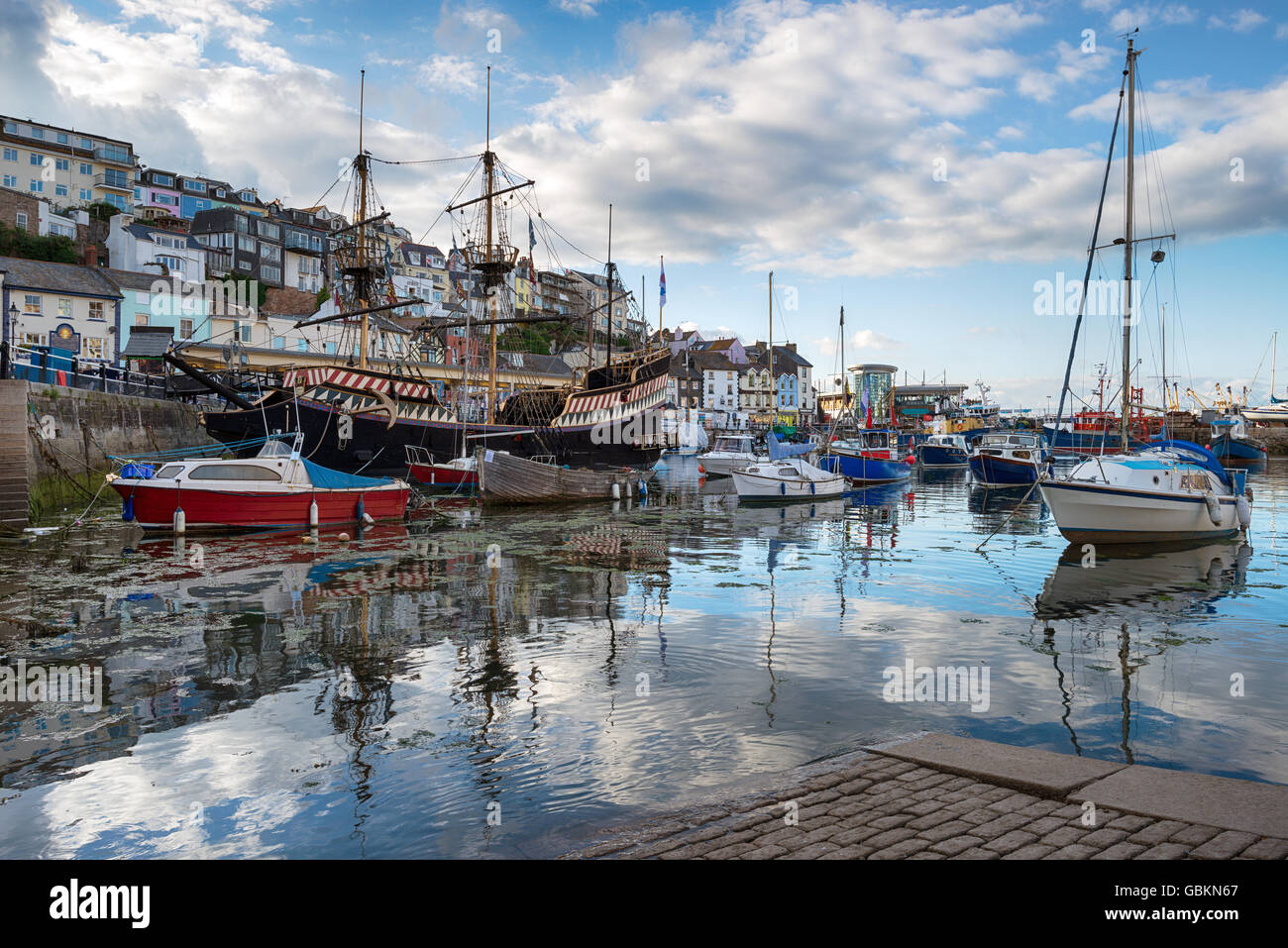 Boats in the harbour at Brixham an historic fishing port in Torbay on ...