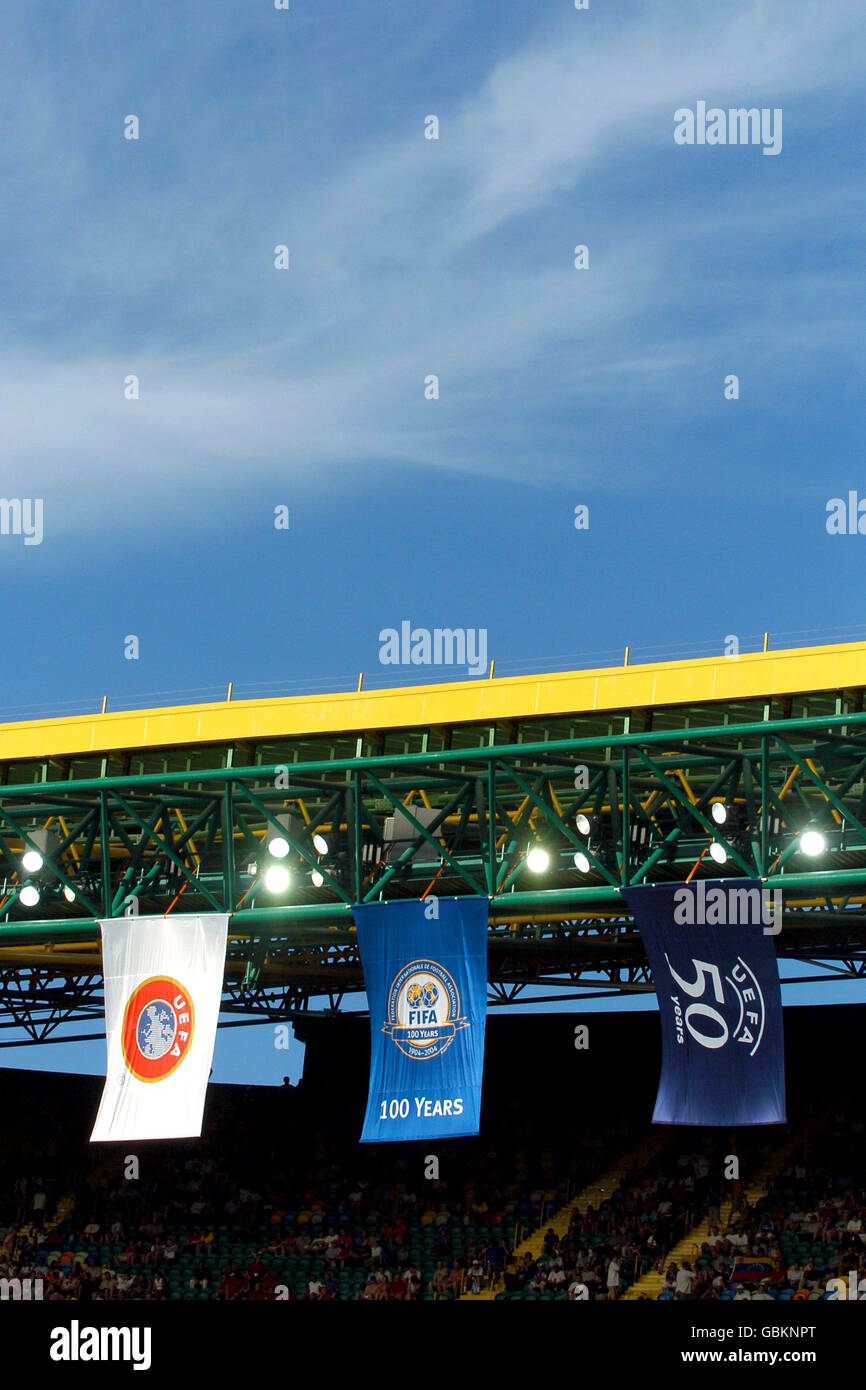 Uefa flags hang in the stadium hi-res stock photography and images - Alamy