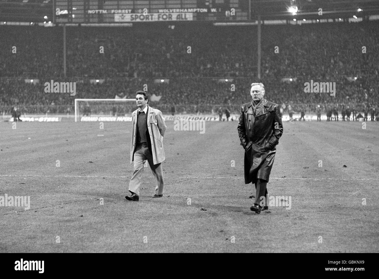 Nottingham Forest manager Brian Clough (l) and his assistant Peter ...