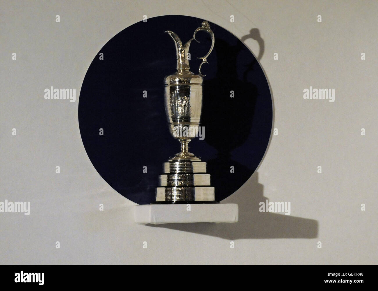 The Open Golf trophy during the the press conference at Turnberry Golf ...