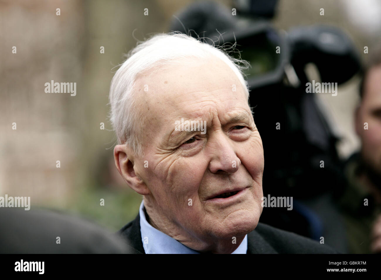 Tony Benn MP speaking during the Stop The War Coalition protest march ...