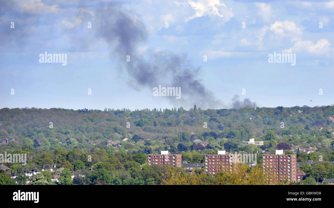 Garden centre fire Stock Photo - Alamy