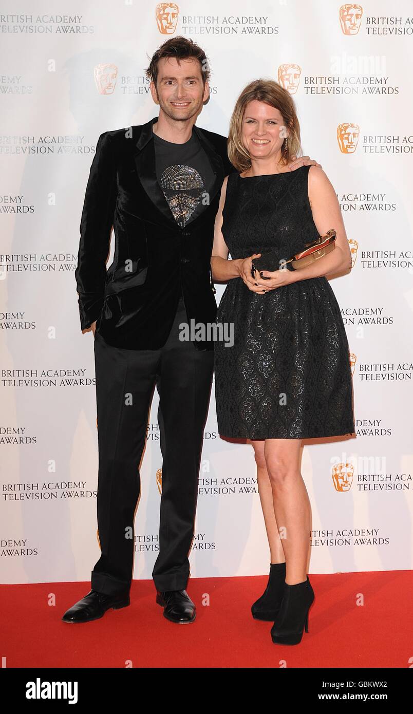 Jane Tranter (right) stands with the Special Award and presenter David ...