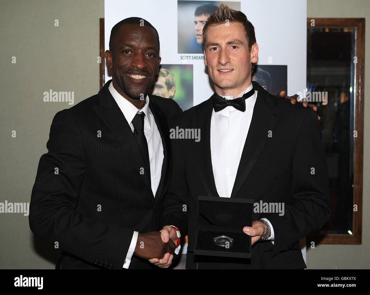 PFA Chairman Chris Powell (left) and Darlington's Neil Austin with his ...