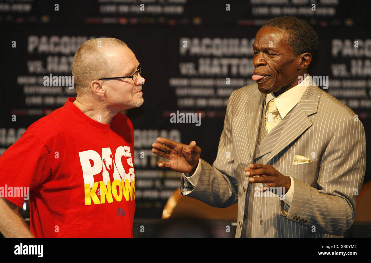Trainers Freddie Roach (left) and Floyd Mayweather Snr following the ...