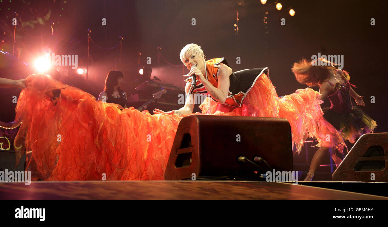Pink Performing in Concert - London. Pink performing at the O2 Arena in ...