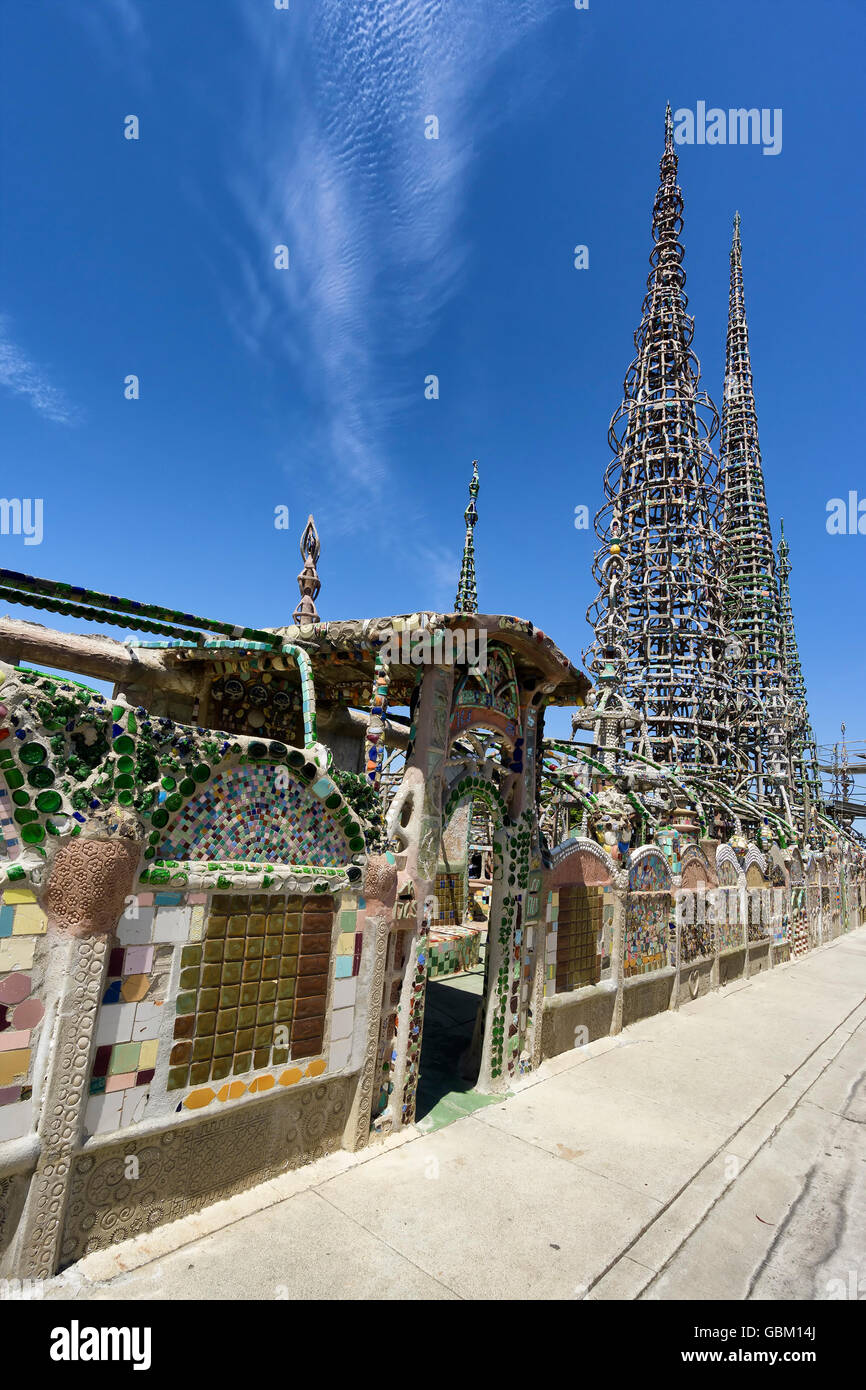 Watts Towers in Los Angeles. A collection of 17 interconnected ...