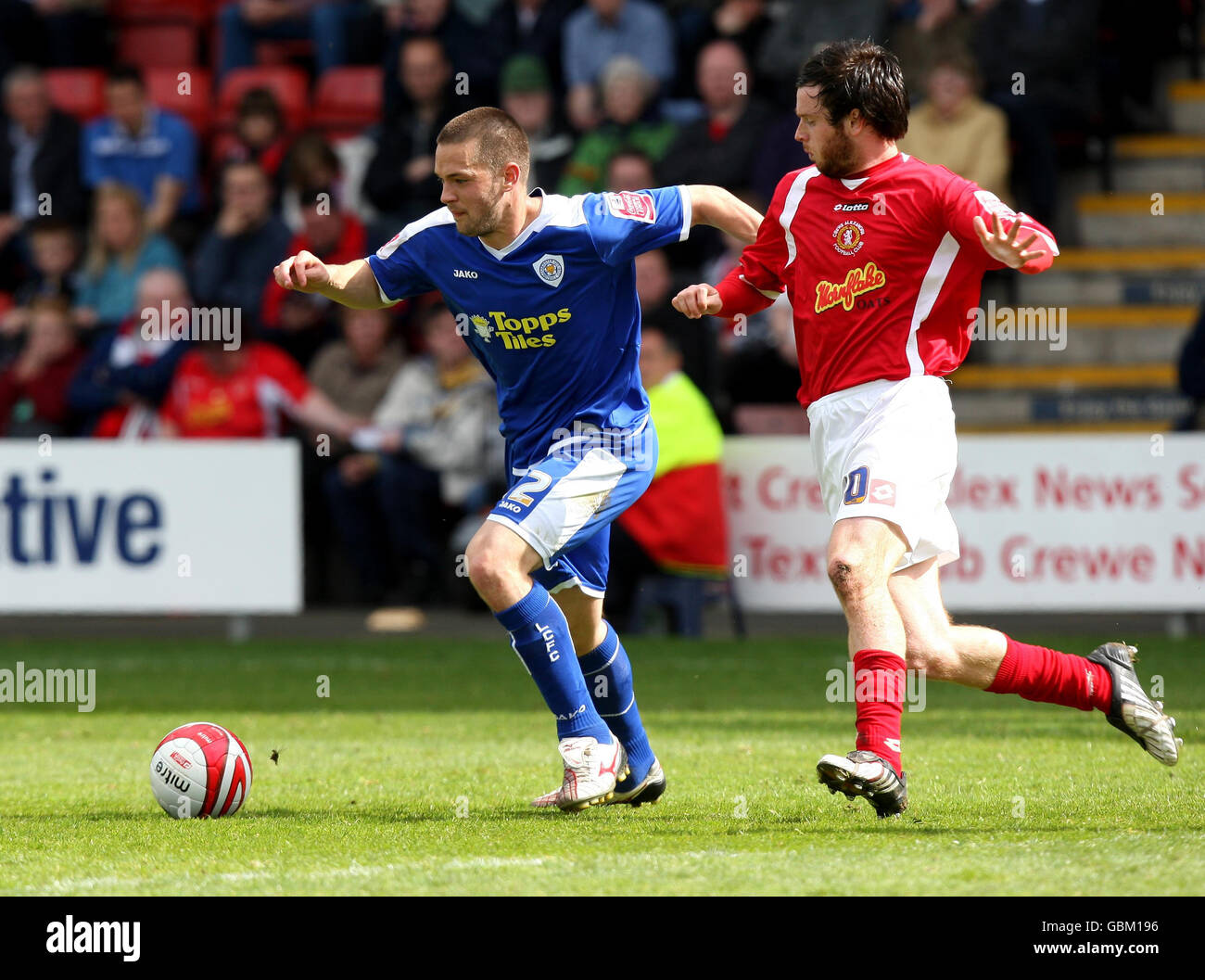 Leicester City's Matty Fryatt (left) and Crewe Alexandra's John ...