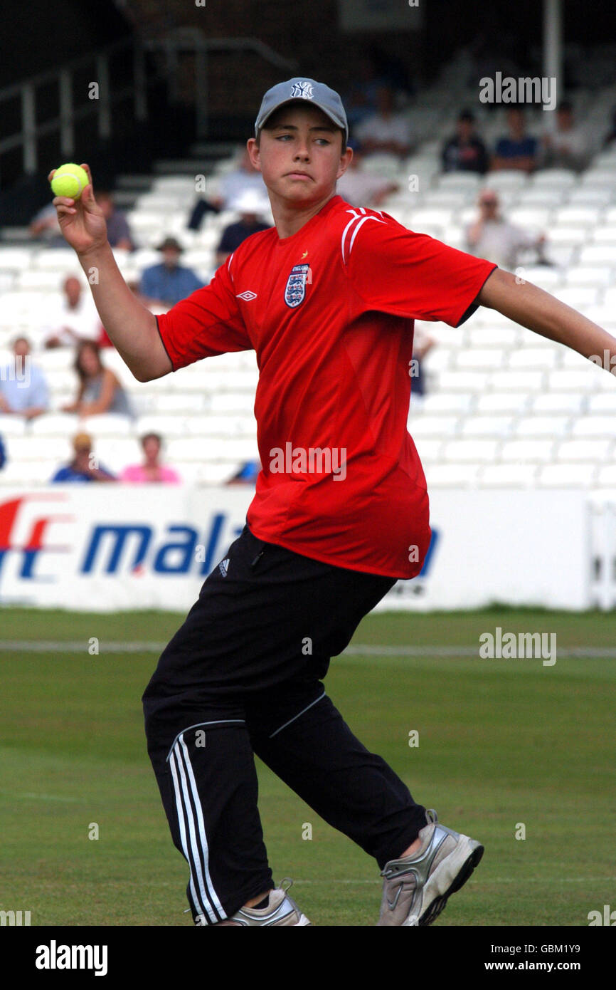 A throwing a catching competition is underway at the Brit Oval, home of ...