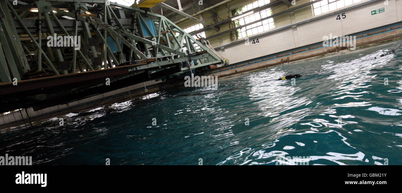 The Anaconda wave energy converter as it is tested at QinetiQ test tank ...