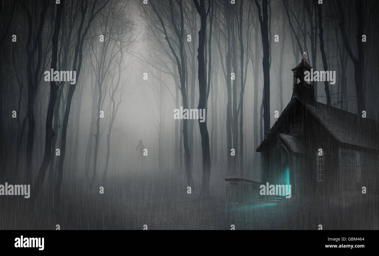 House in dark forest hi-res stock photography and images - Alamy