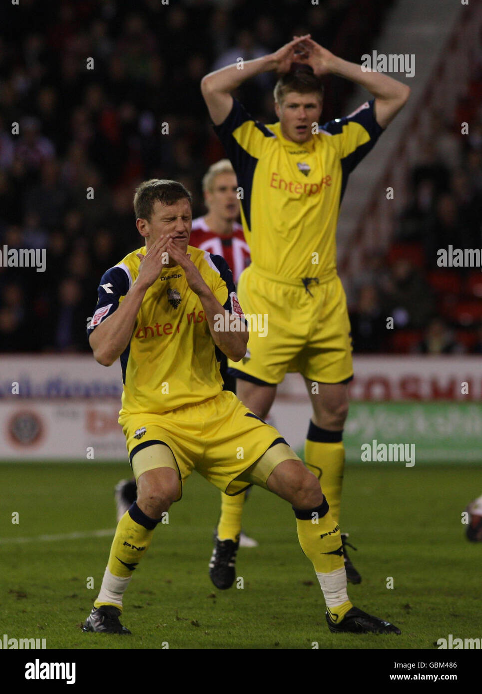 Preston North End's Billy Jones (left) and Neil Mellor show their ...