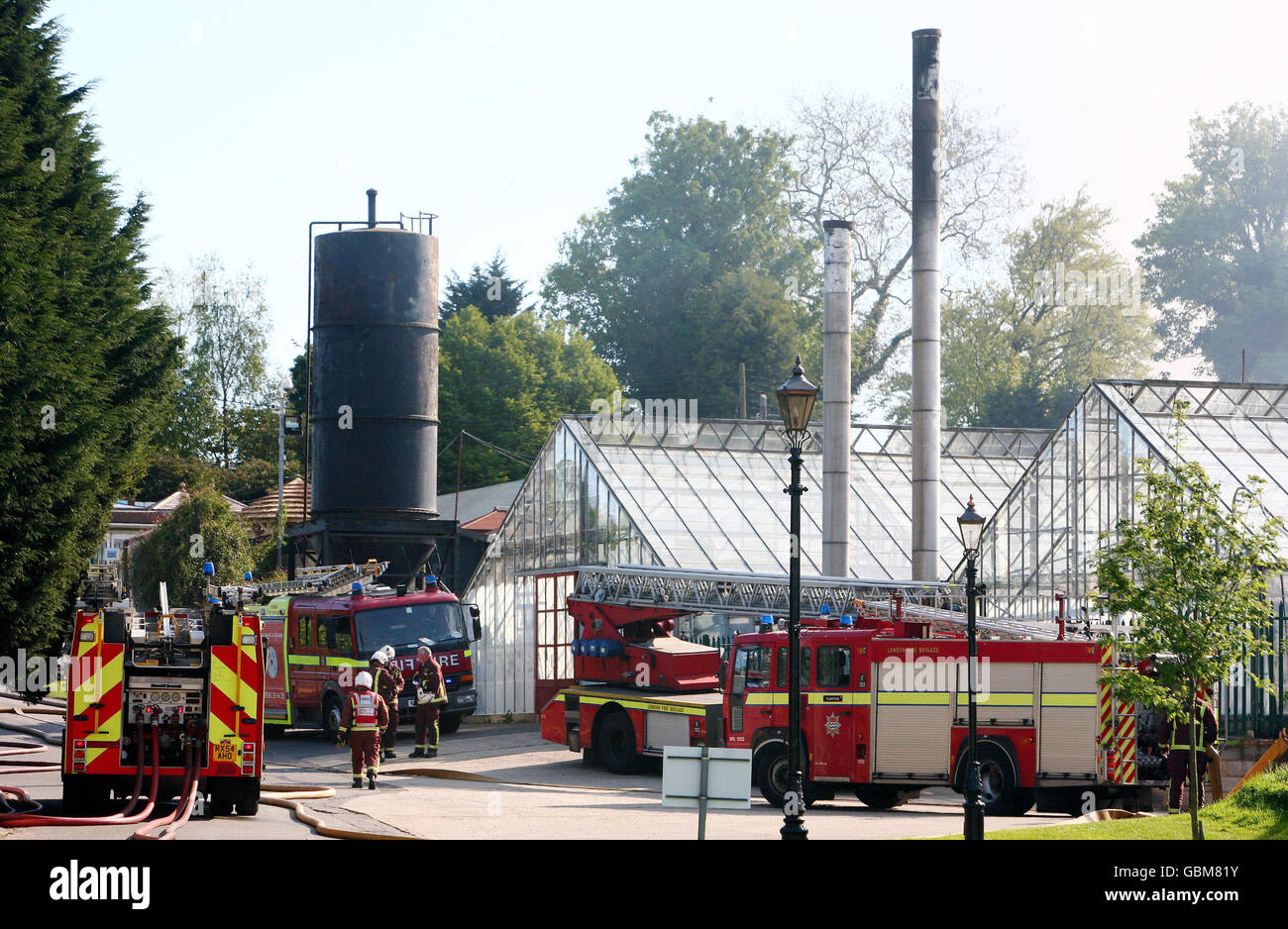 Garden centre fire Stock Photo - Alamy
