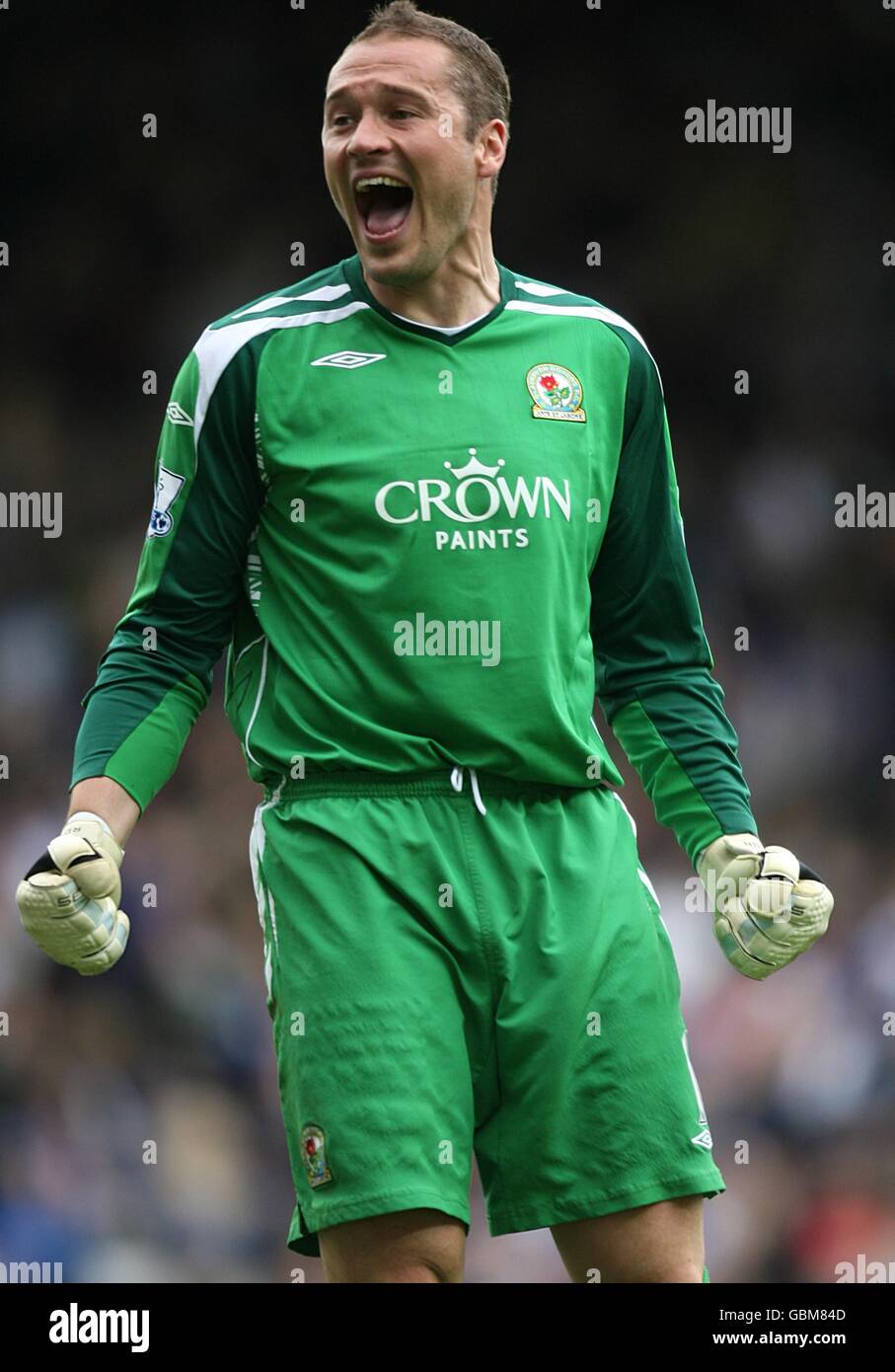 Blackburn Rovers goalkeeper Paul Robinson celebrates after team mate ...