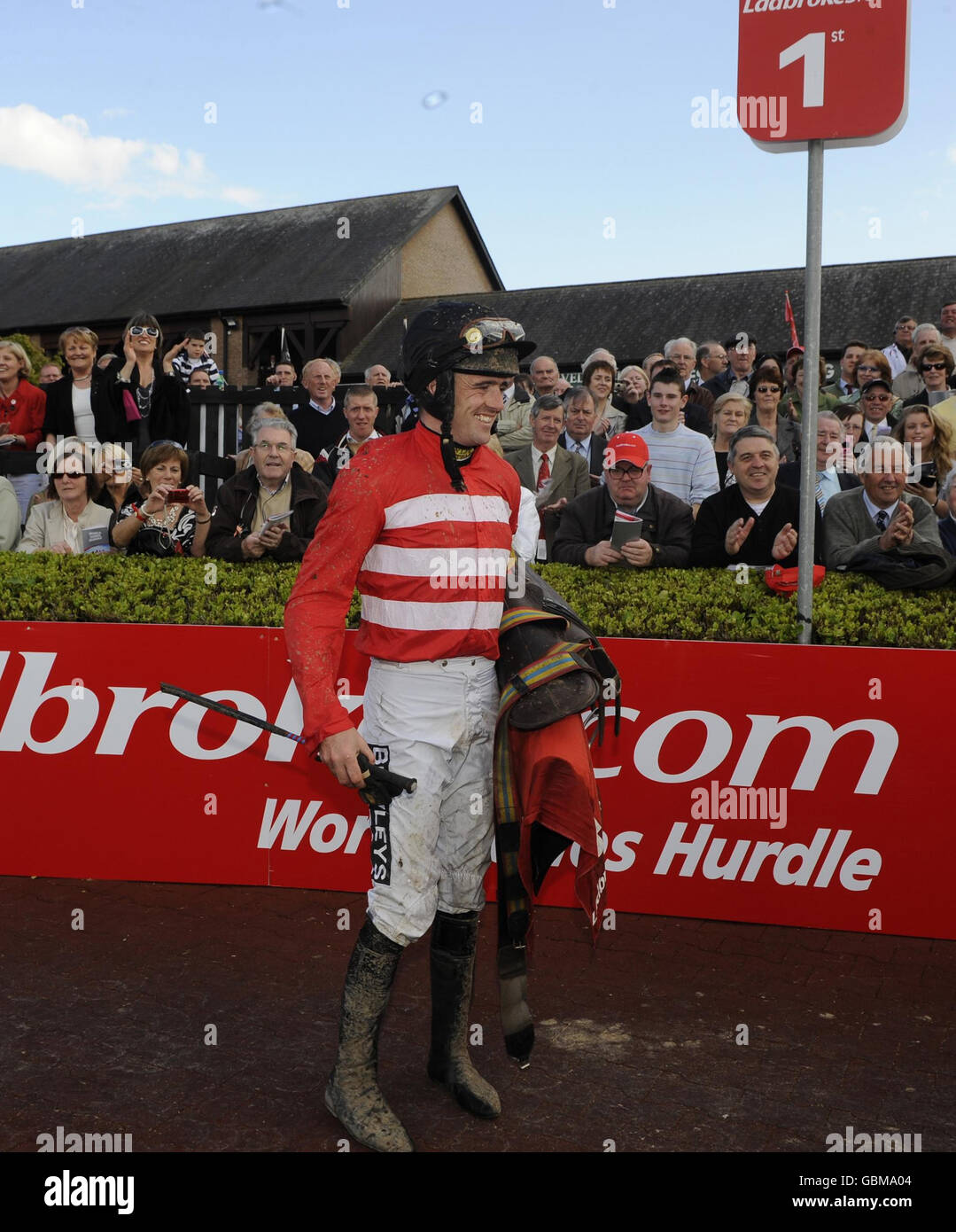 Jockey Ruby Walsh celebrates winning The Ladbrokes.com World Series ...