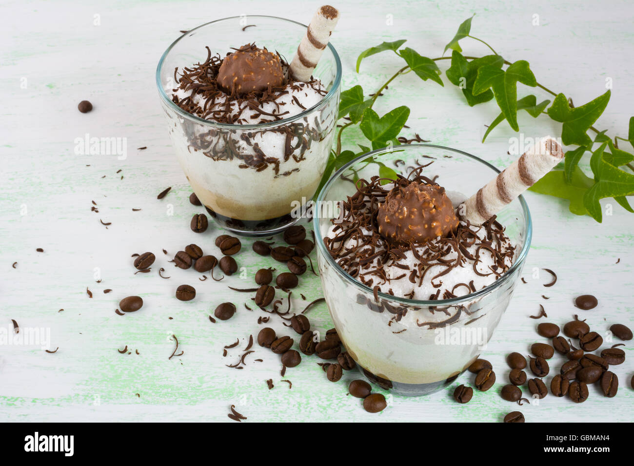 Coffee cocktail with chocolate candy. Cocoa cocktail. Cocoa drink ...