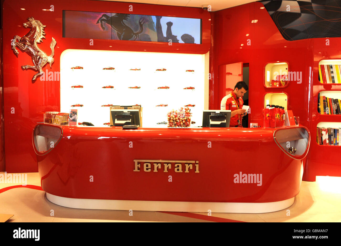 Ferrari Store Launch - London. Final preparations are made during the ...