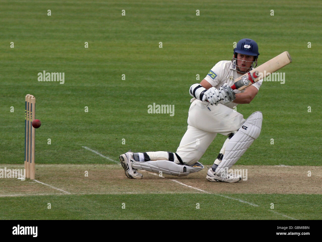 Yorkshire's Joe Sayers hits out on his way to a century Stock Photo - Alamy