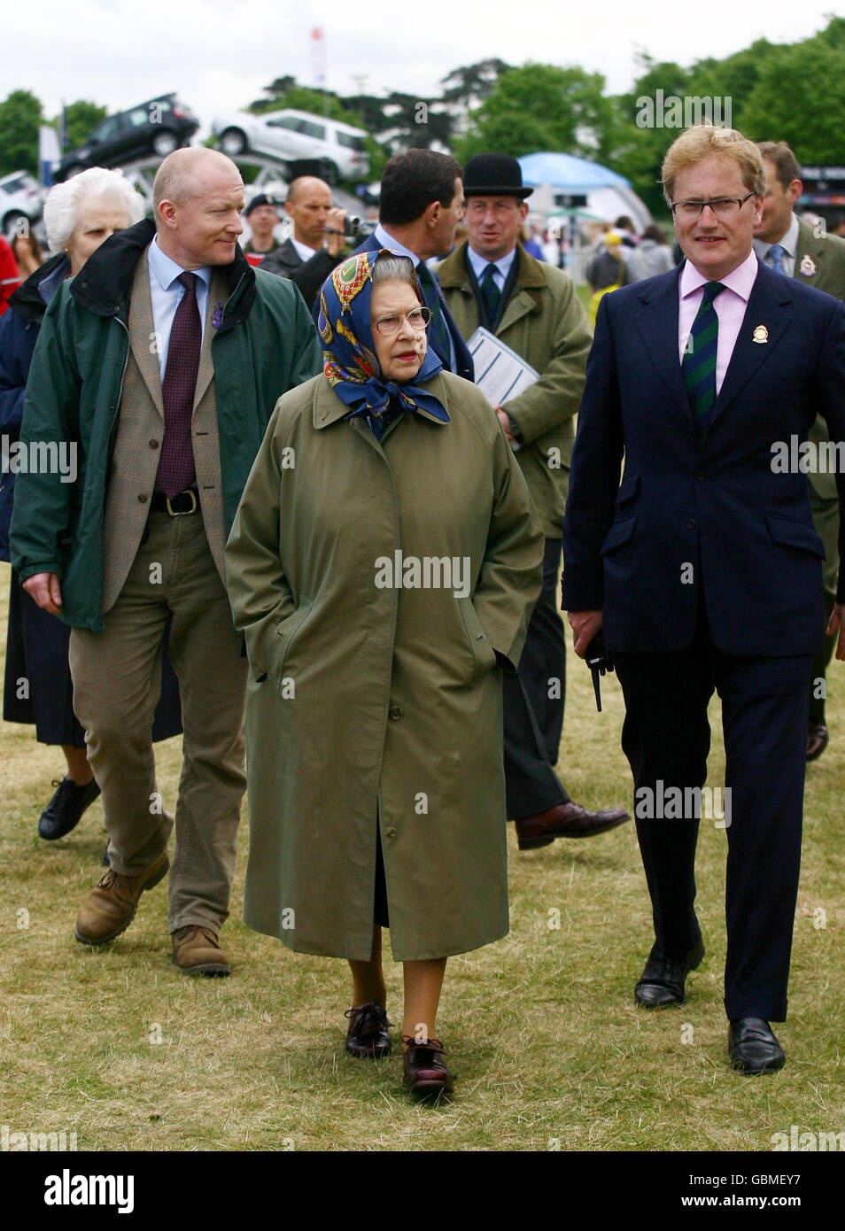 Great Britain's Queen Elizabeth II takes a tour of the trade stands ...