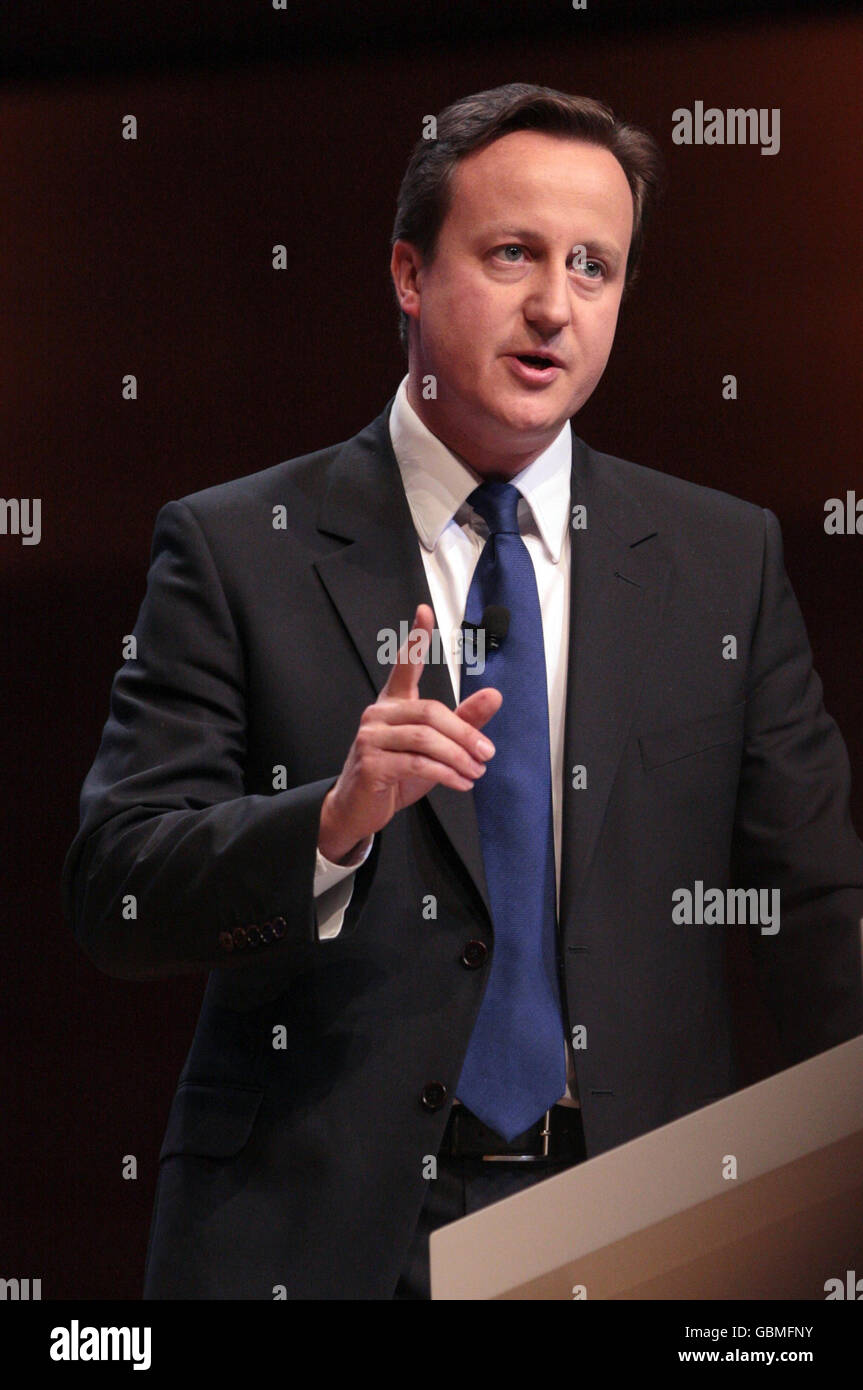 Leader of the Conservatives David Cameron speaking at the annual ...
