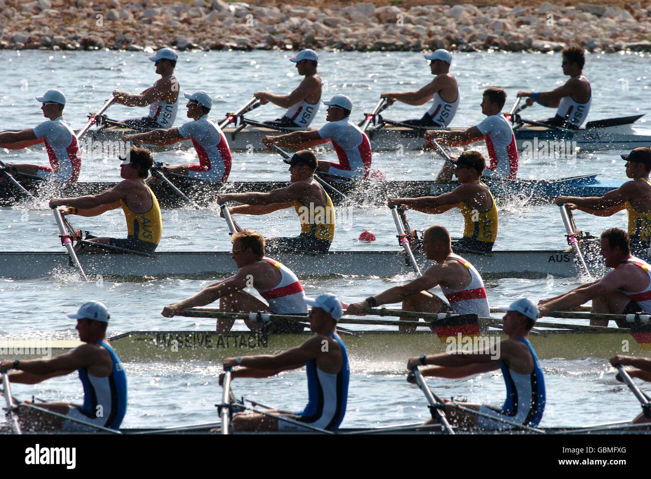 Rowing - Athens Olympic Games 2004 - Men's Eight - Heat Two. Action ...