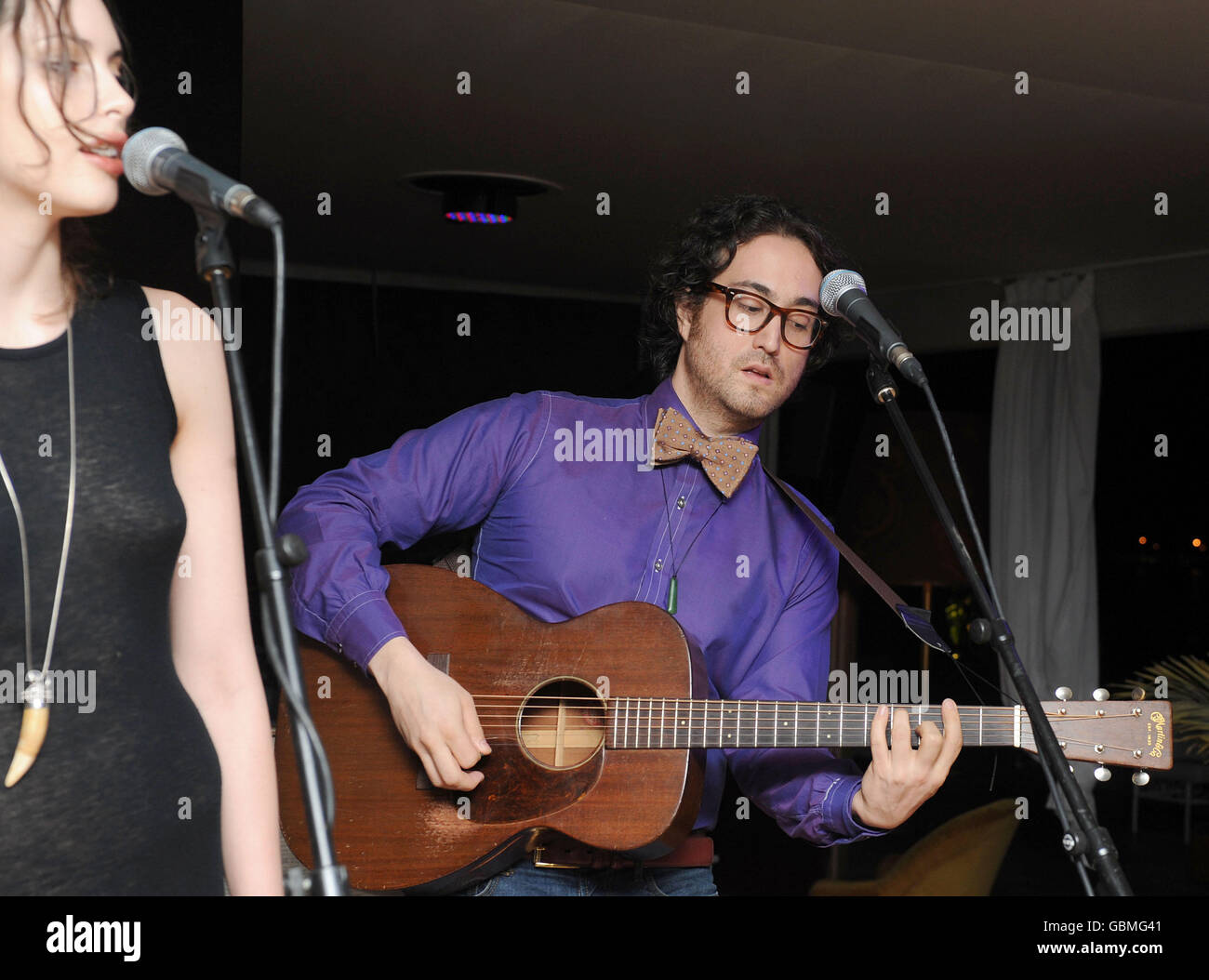 Sean Lennon performs with Charlotte Kemp at a party for ONEDREAMRUSH ...