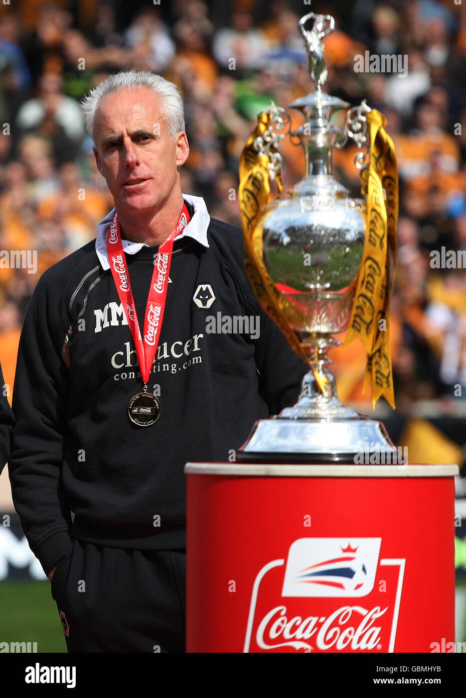 Wolverhampton Wanderers' Manager Mick McCarthy with his medal and ...