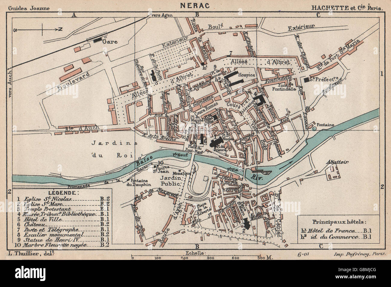 NERAC. Vintage town city ville map plan carte. Lot-et-Garonne. Nérac ...
