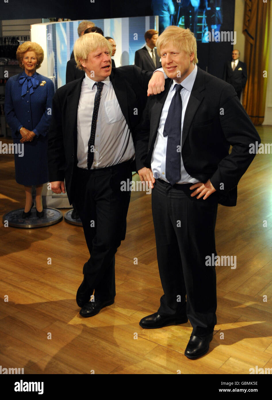 Mayor of London, Boris Johnson (left), meets his wax figure at Madame ...