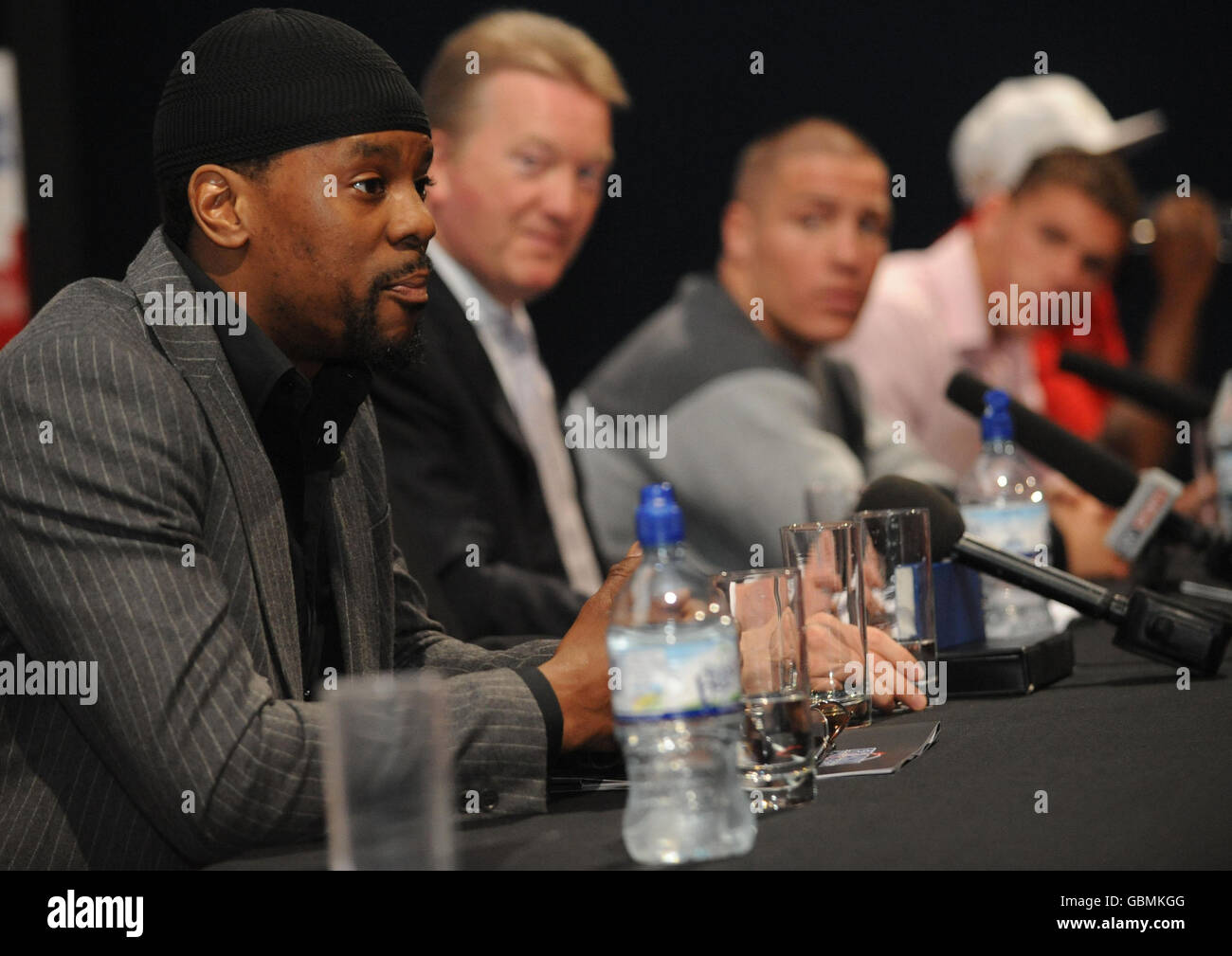 Boxing promoter Frank Warren (centre) attends a press conference Warren ...