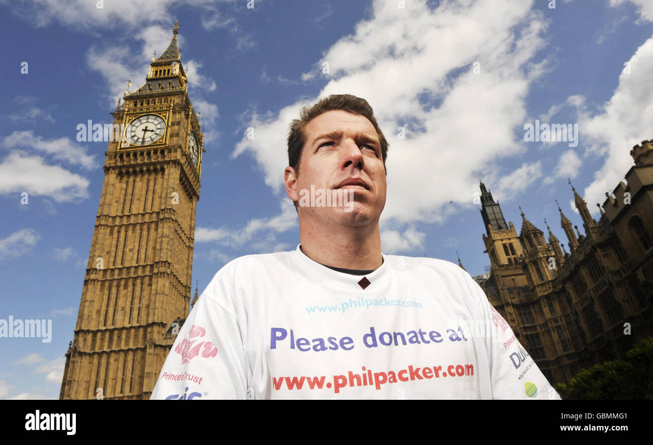 Major Phil Packer outside the Houses of Parliament, completing the ...