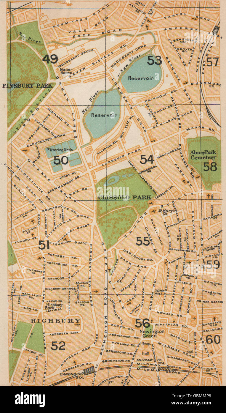 LONDON N. Finsbury Park Highbury Canonbury Manor House Stamford Hill ...