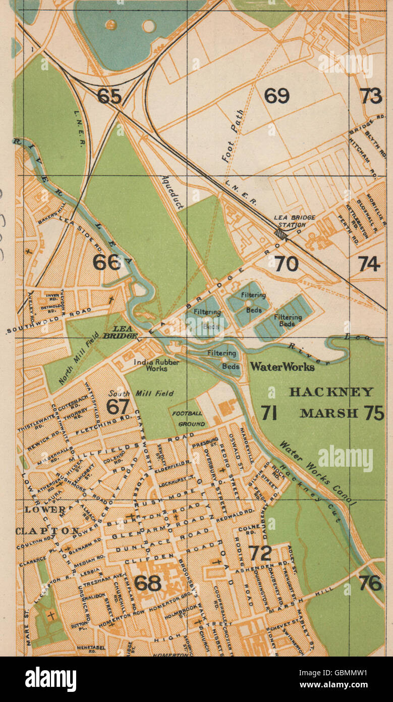 LONDON NE. Hackney Marshes Leyton Marshes Lower Clapton Homerton, 1927 ...