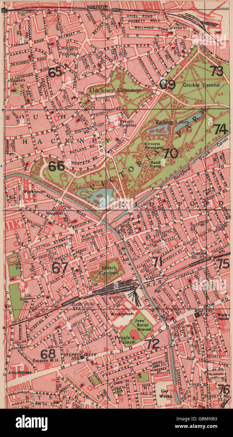 LONDON E.Old Ford Stepney South Hackney Victoria Park Homerton Mile End ...