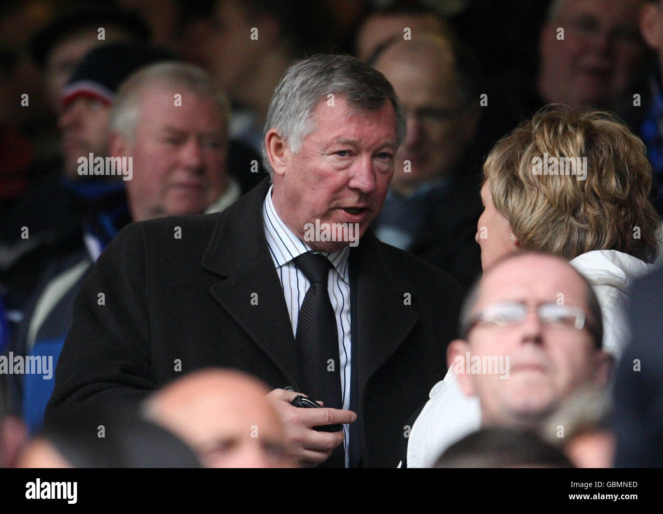 Manchester United manager Sir Alex Ferguson watches during the ...
