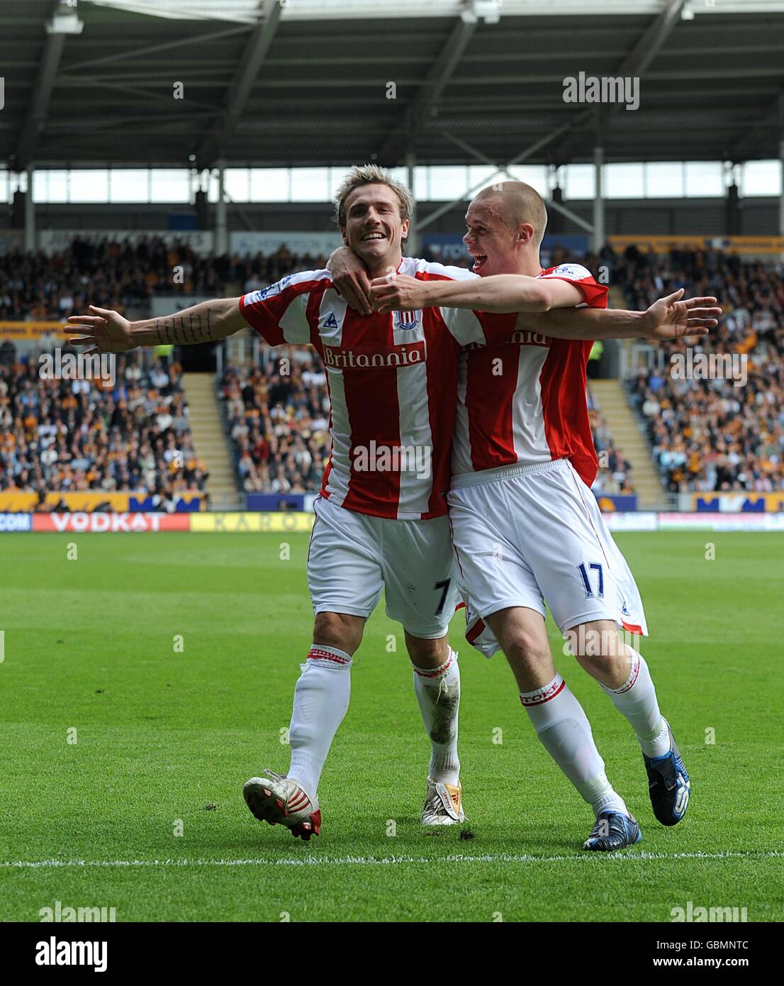 Stoke City's Liam Lawrence celebrates scoring his sides second goal of ...