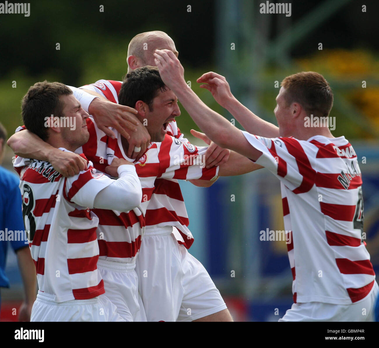Hamilton's Martin Canning celebrates their equaliser during the ...