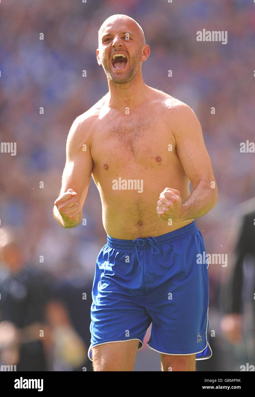 Whitley Bay's Paul Chow celebrates after the final whistle Stock Photo ...