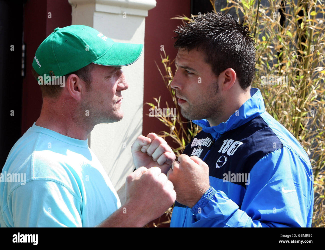 Martin Rogan (left) with Sam Sexton during a head to head photocall at ...