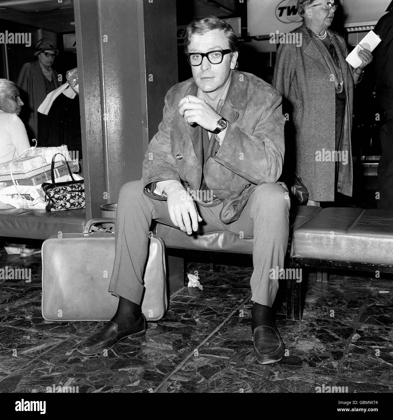 British actor Michael Caine just before leaving London Airport for the ...