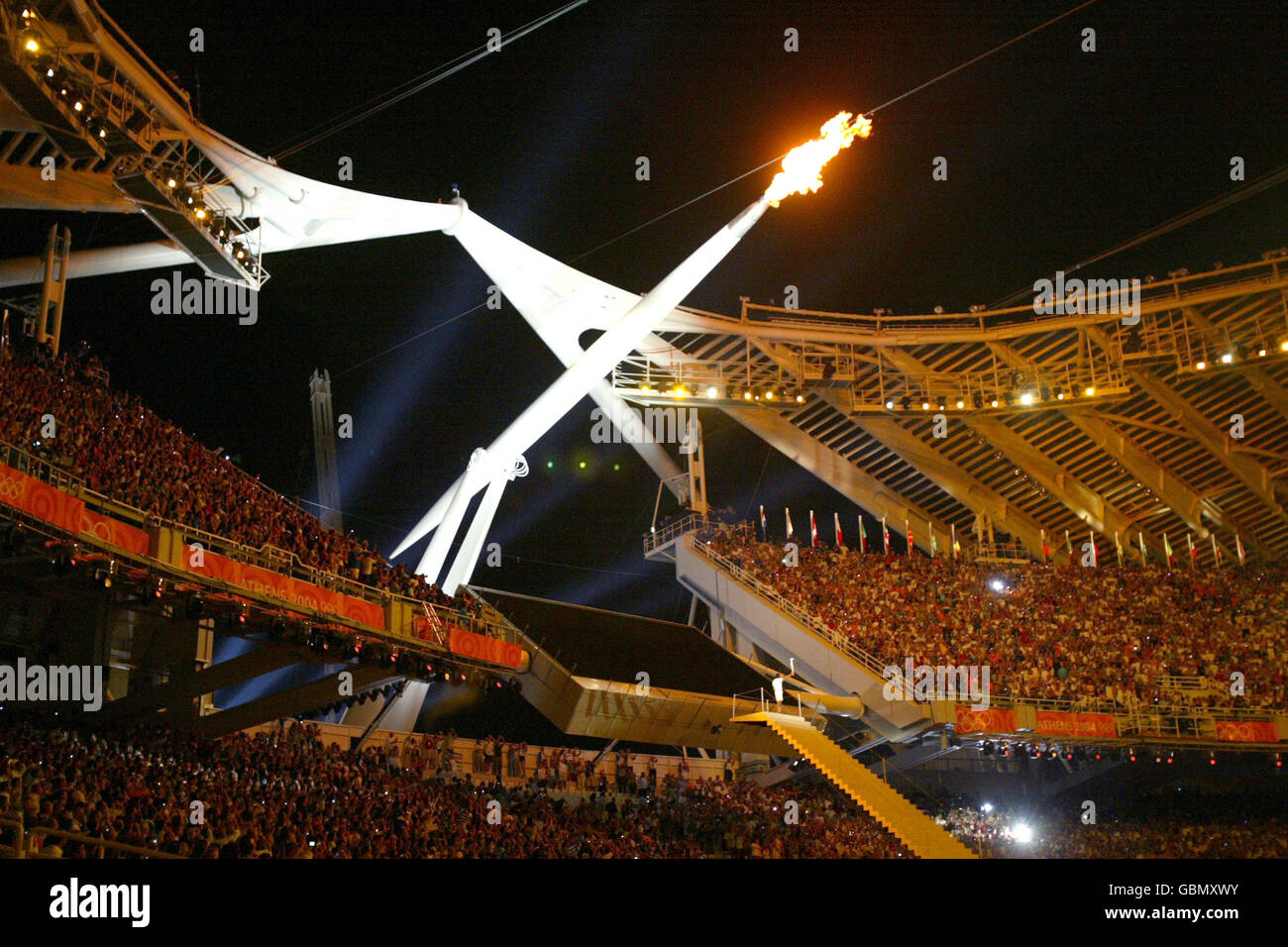 Athens Olympic Games 2004 - Opening Ceremony. The olympic torch is lit ...