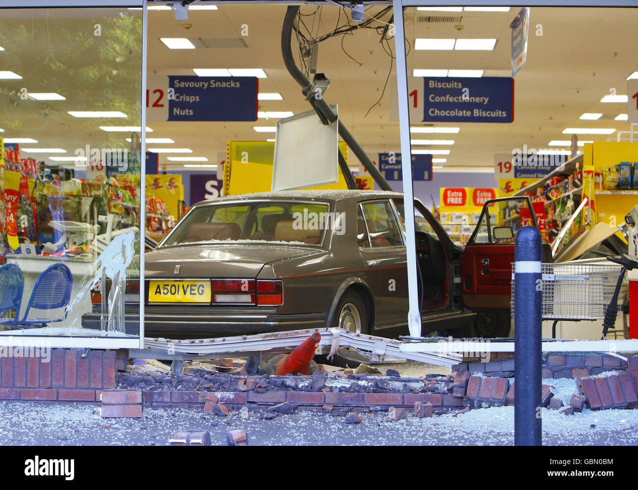 Rolls Royce supermarket crash Stock Photo - Alamy