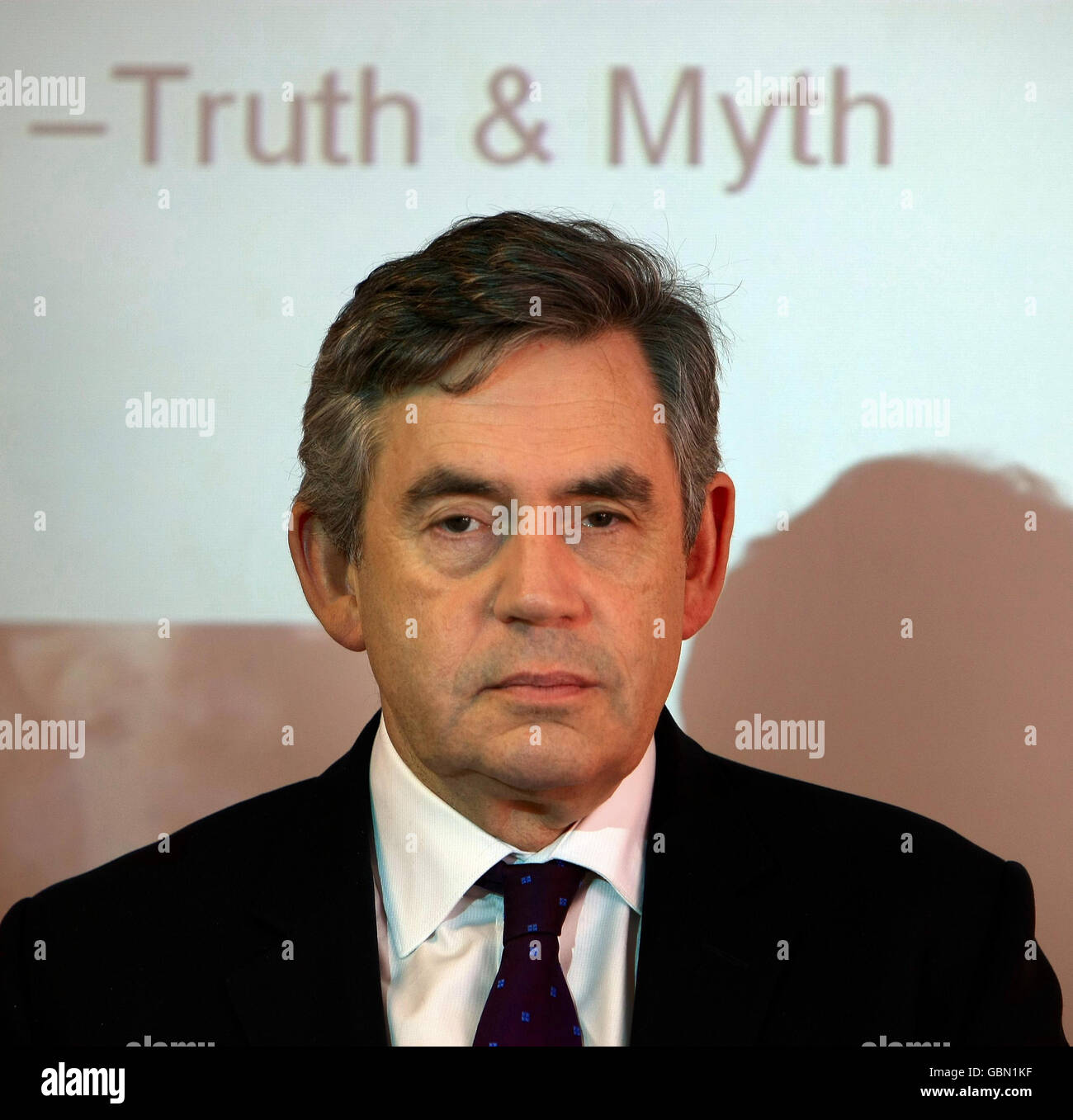 Prime Minister Gordon Brown listens to a lecture on drug abuse in a ...