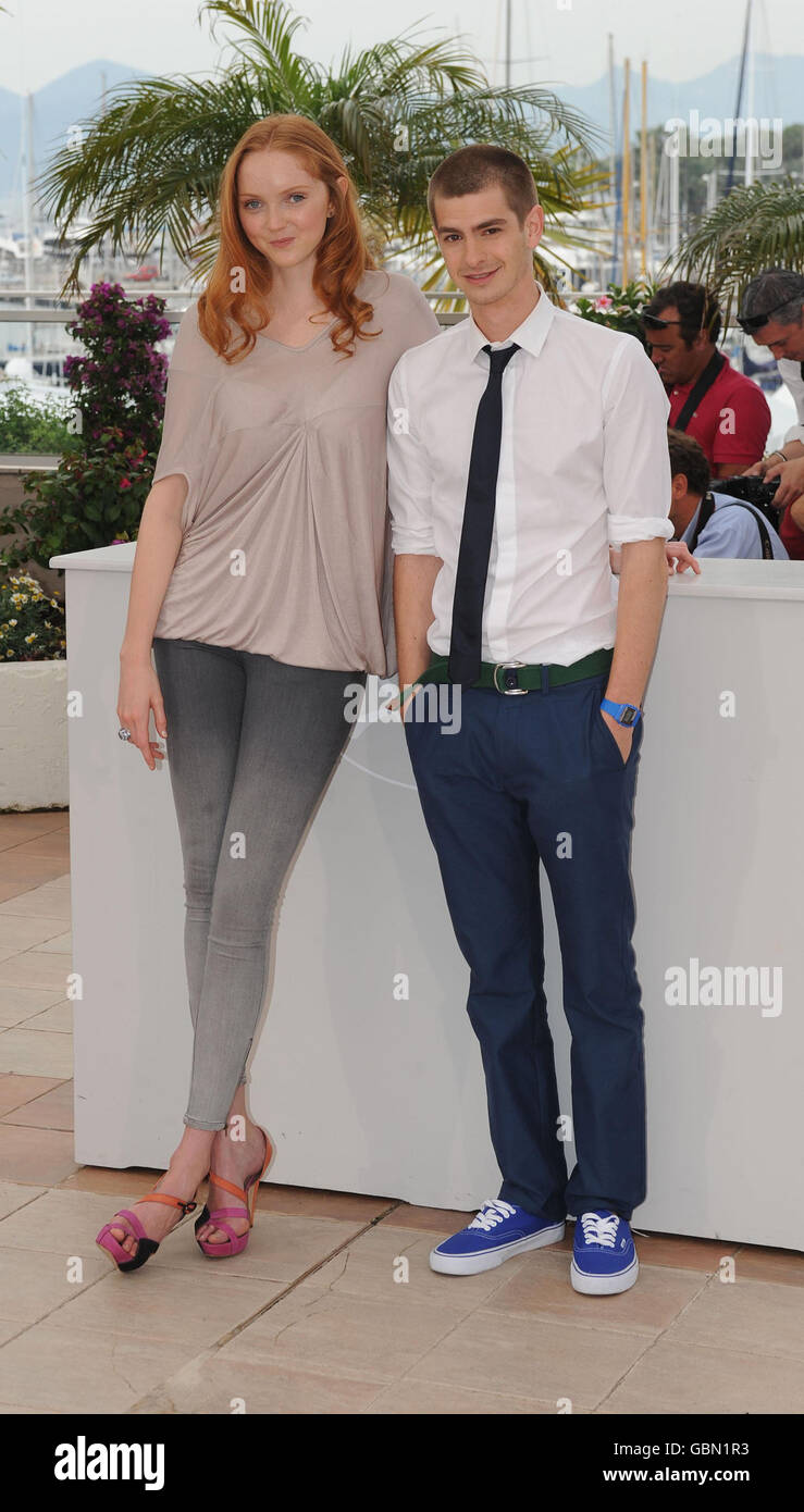 Lily Cole and Andrew Garfield attend a photocall for the film The ...
