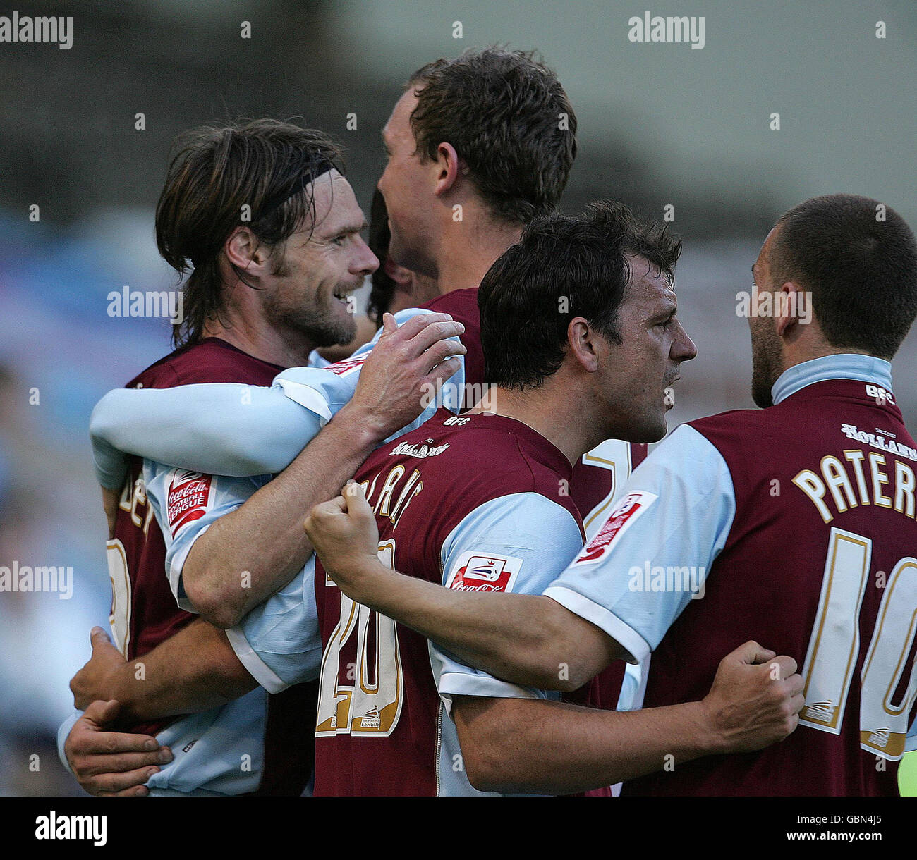 Burnley's Graham Alexander (far left) is congratulated on scoring their ...