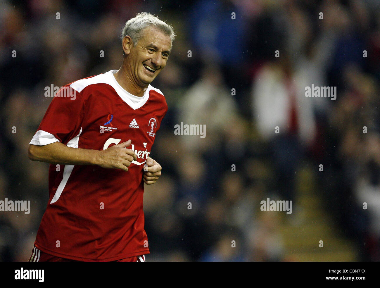 Legends' Ian Rush celebrates scoring the opening goal of the game ...