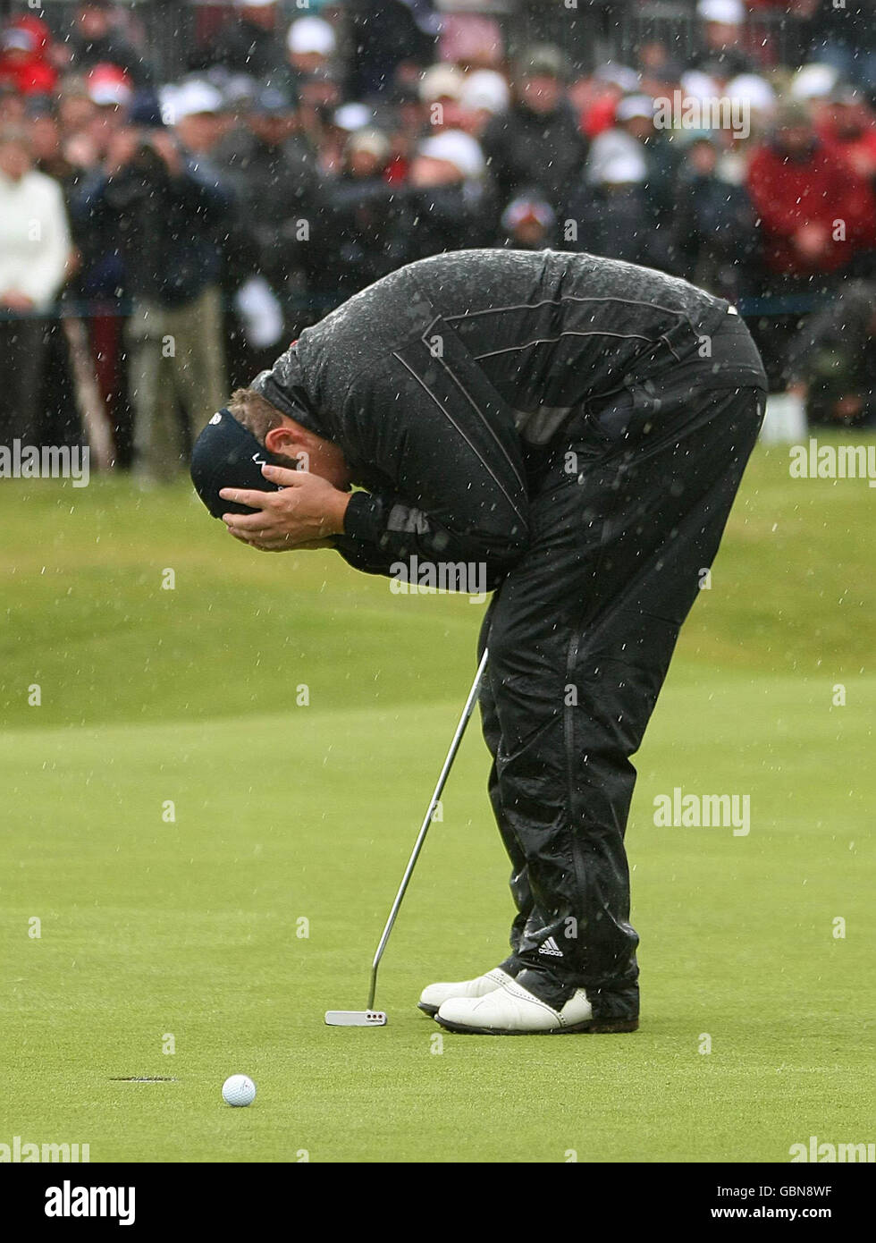 Irish Amateur Shane Lowry reacts after missing a potentially winning ...