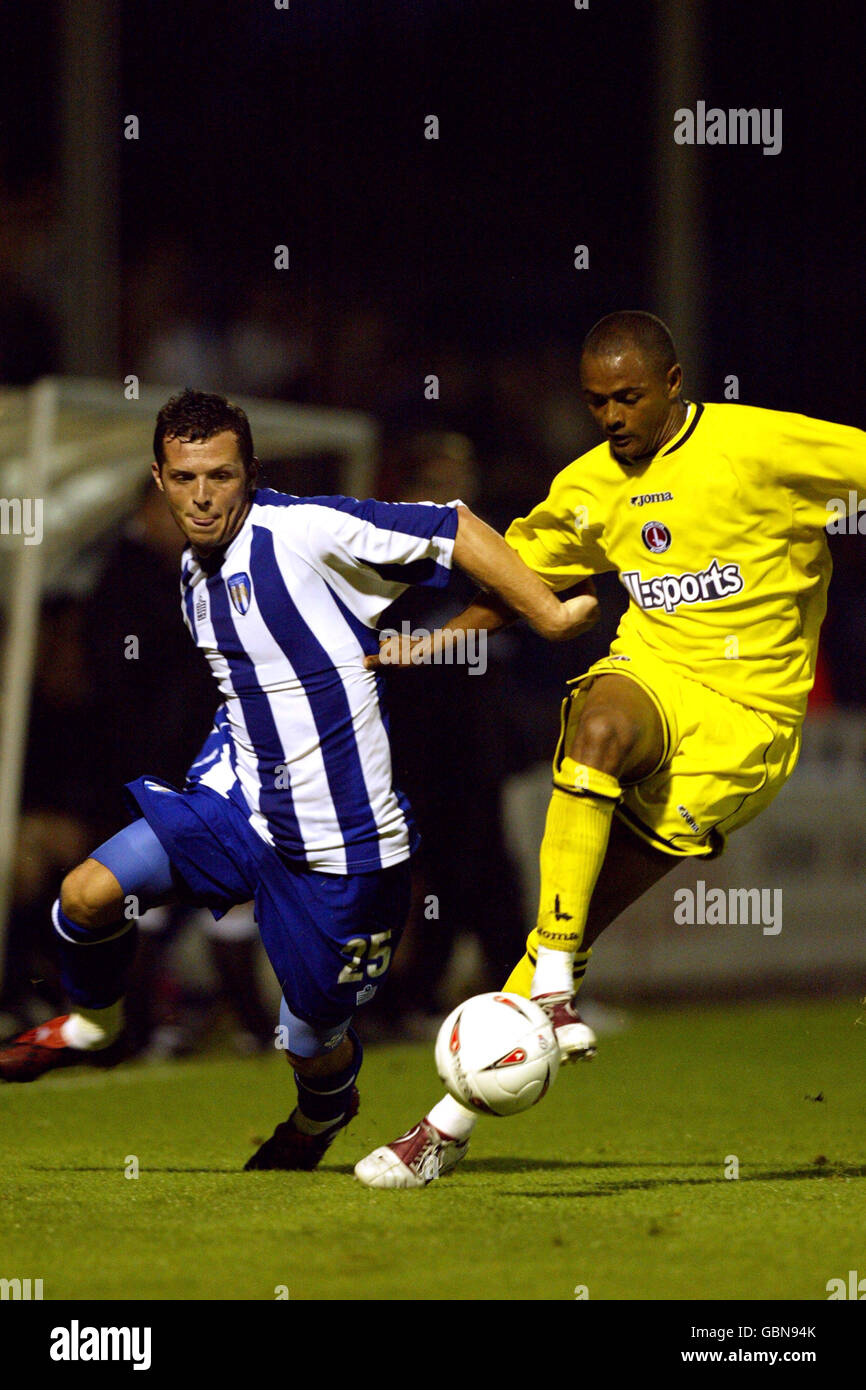 Colchester United's Sam Stockley (l) and Charlton Athletic's Shaun ...