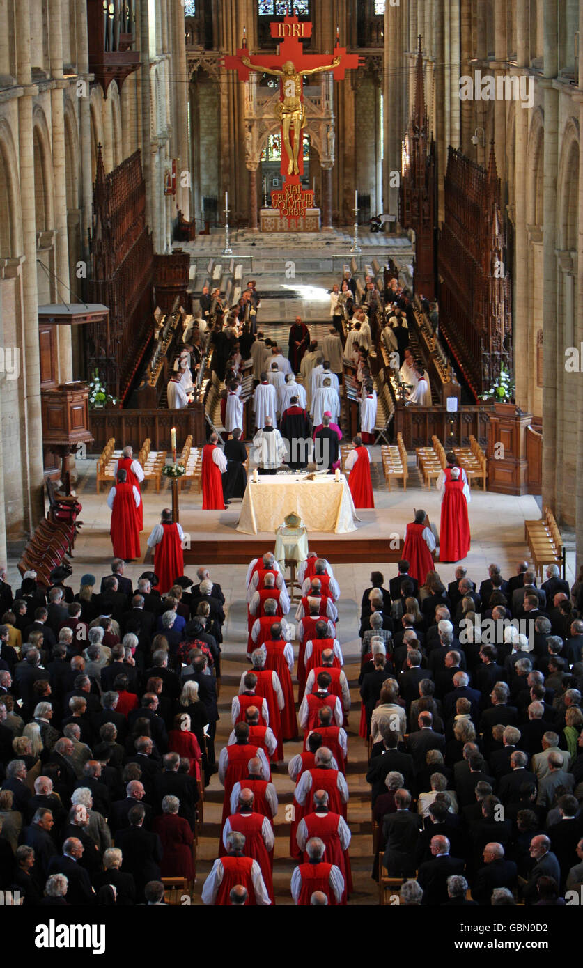 Ministers file past the coffin of The Bishop of Peterborough The Right ...